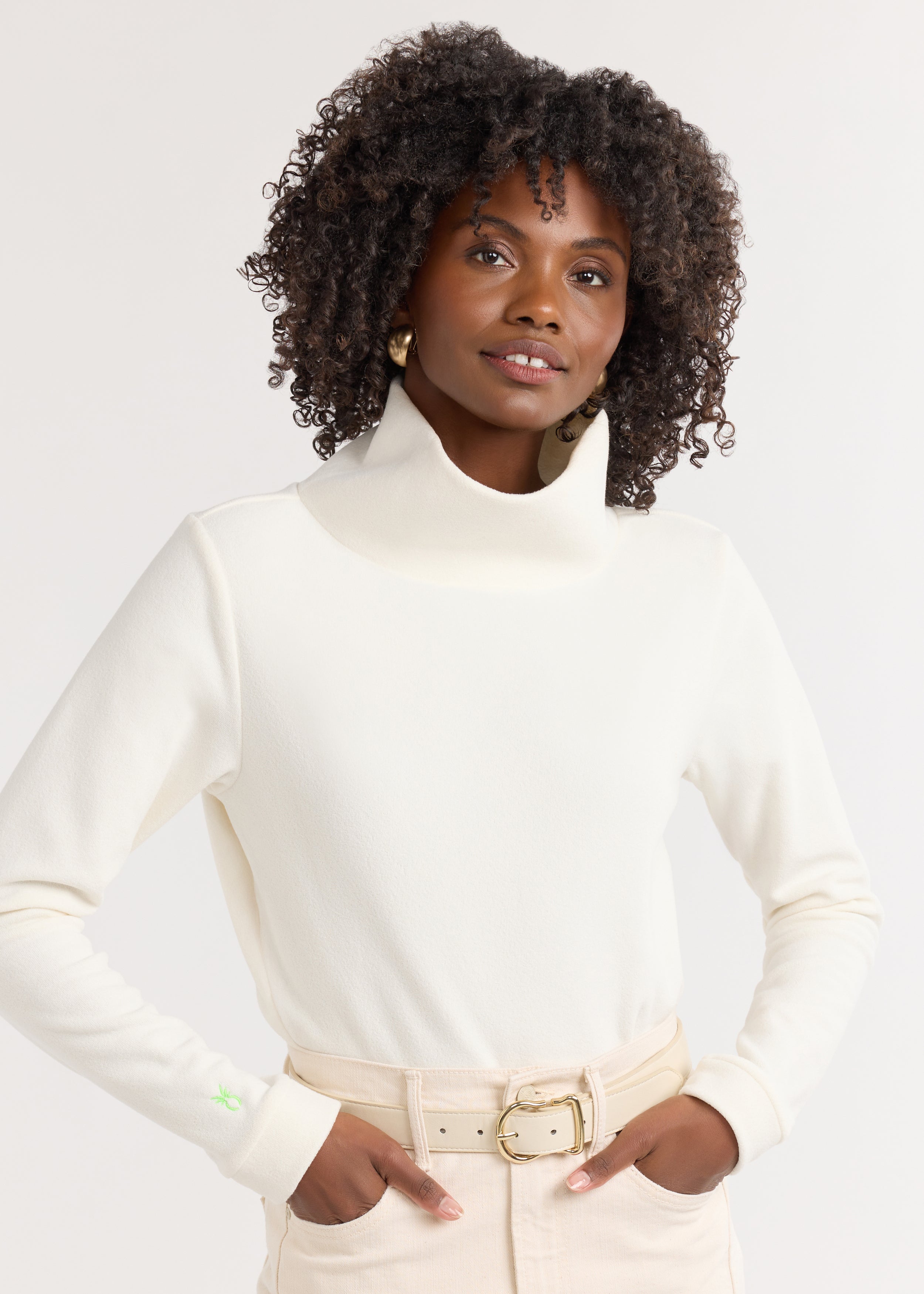 Park Slope Turtleneck in Terry Fleece (Cream) – Dudley Stephens